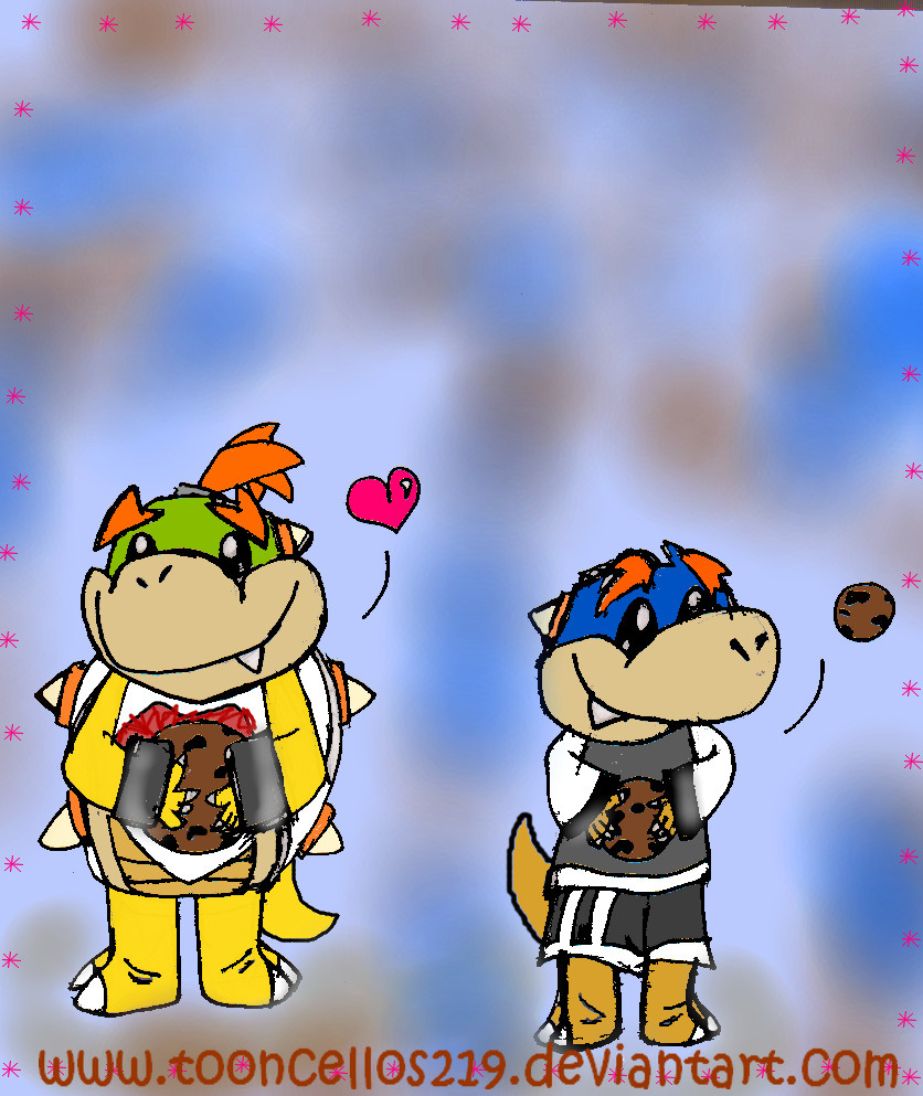 Shade Koopa and Bowser Jr with cookies ^^ by ShadeKoopa