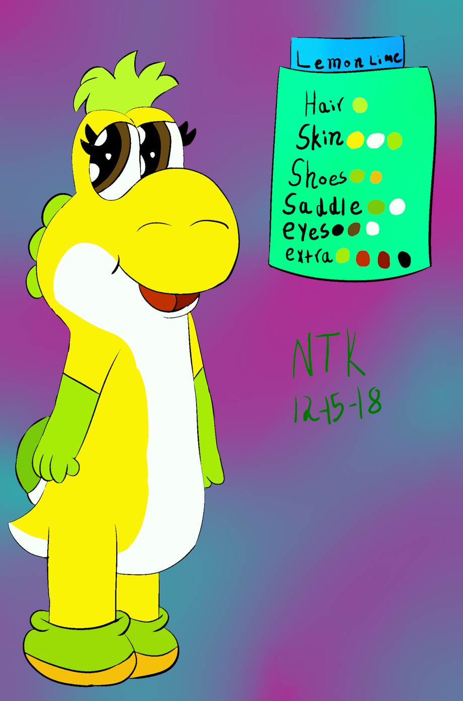 (OC) Lemon Lime The Yoshi Reference Sheet by ColeSmurf23