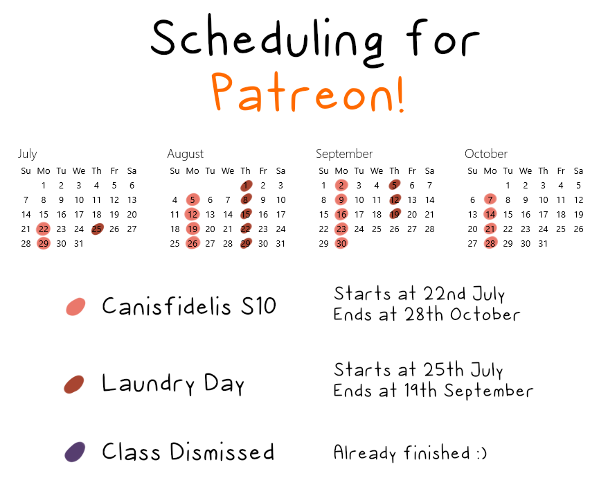 2019 Comic Schedules! by CanisFidelis