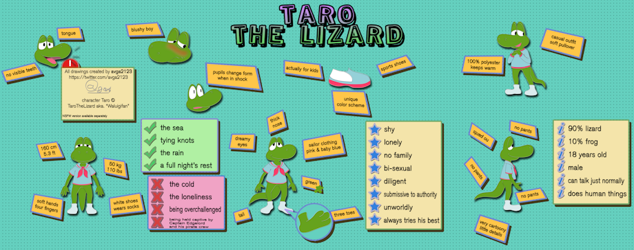"Taro The Lizard" Reference Sheet by LizardTaro