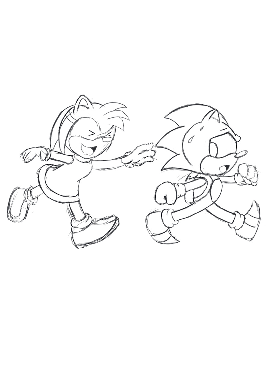 #sketchtember SatAM Sonic meets Sega Amy by UltraSonic