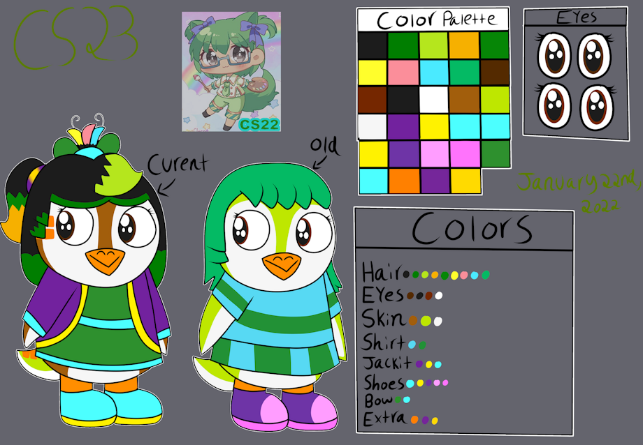 Cole The Penguin (ACNH Sona) Reference Sheet by PikminFan25