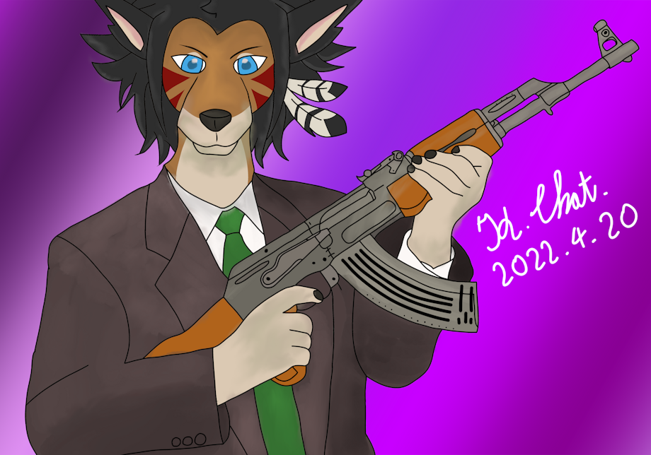 Koraku with AK-47 by ipsiete