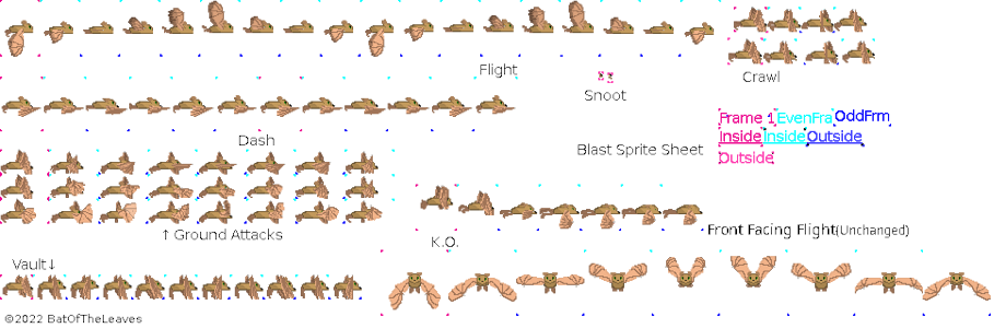 Sprite Sheet For Blast the Bat 2022 Version by BatOfTheLeaves