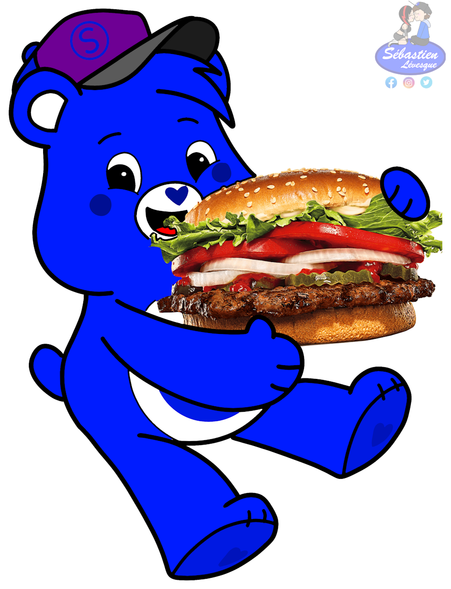 Creative Bear holding a real Whopper by SebGroupArts2009