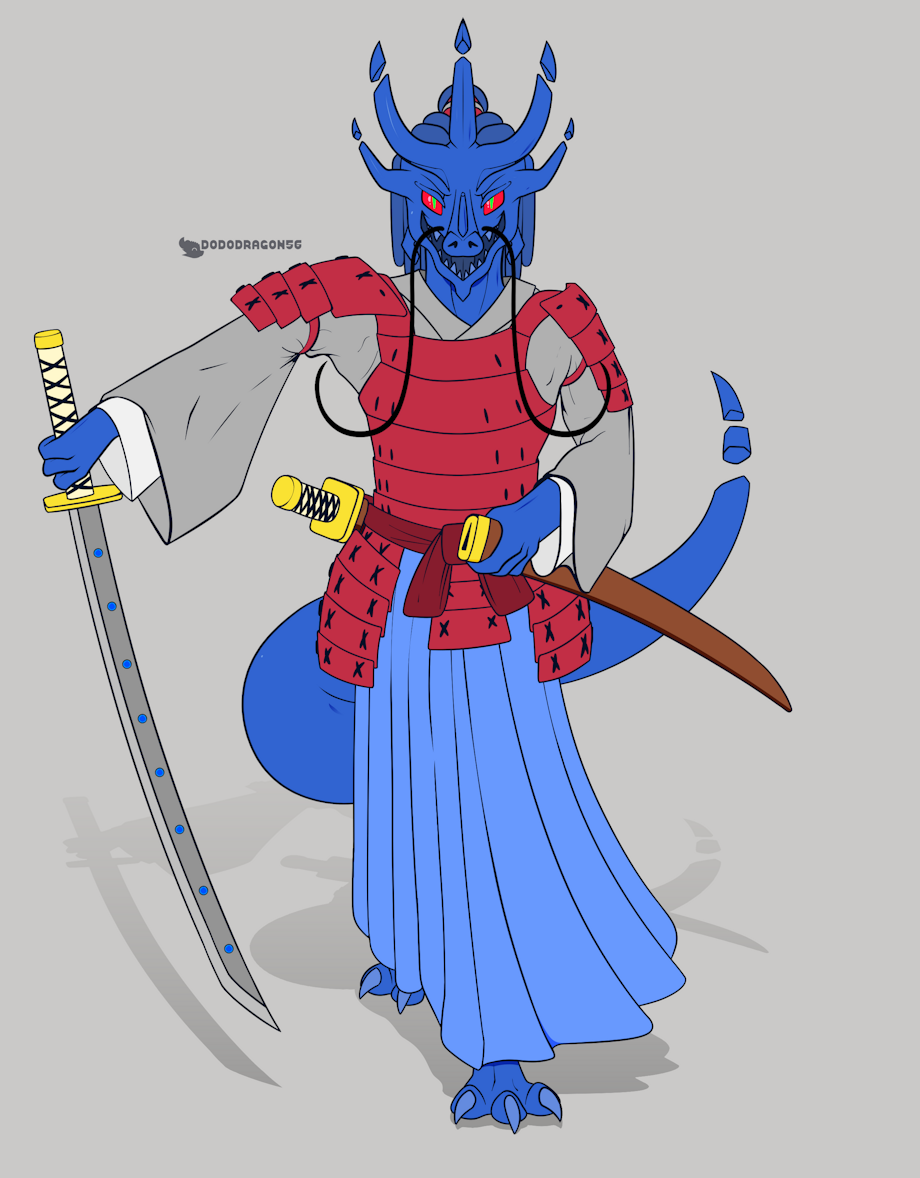 Ryujin Kensai, The Sapphire Dragonborn by Zeromegas