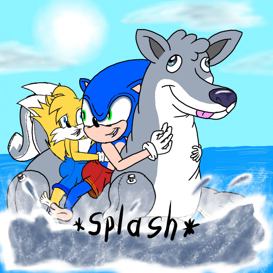 Sonic and Tails make a splash by Balloonbouncer