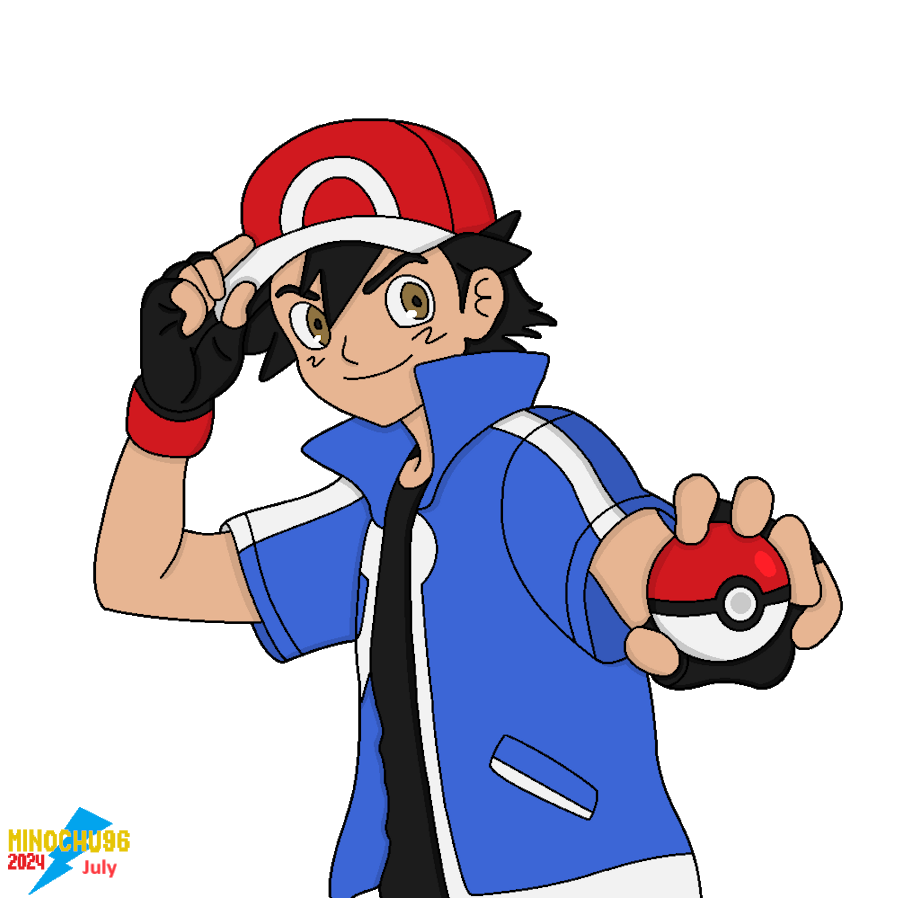 Pokemon Trainer Ash and Minochu by Minochu96