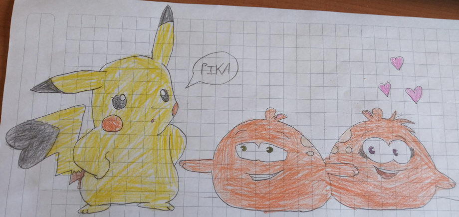 A female Pikachu and two blobs by Consuelo95