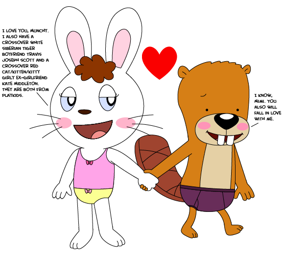 Mimi and Munchy falling in love in their underwear by pingguolover