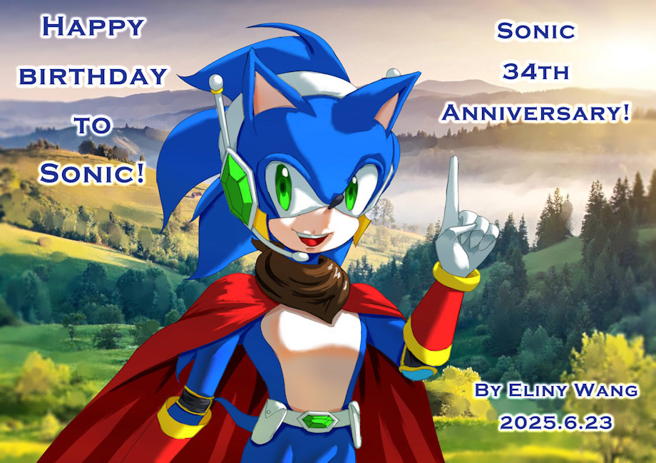 Sonic 34th Anniversary! by ElinyWang