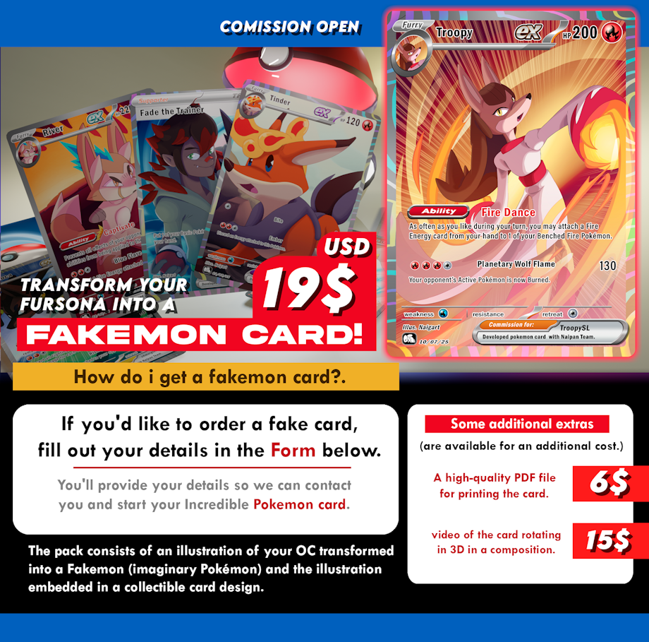 Comission - Pokemon - Furry Card. by Naipanart